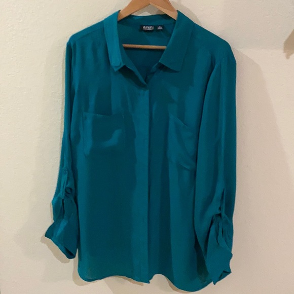 a.n.a | Tops | Ana Dark Turquoise Button Up Blouse | Poshmark